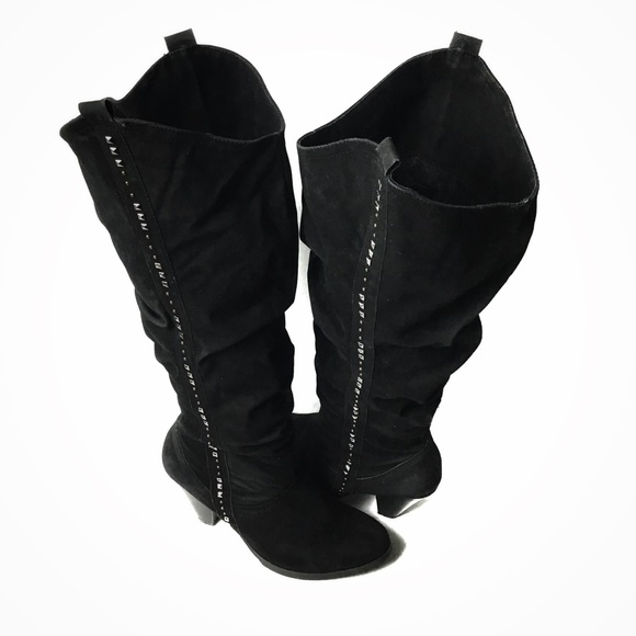 Starbright | Shoes | Vintage Starbright Black Suede Knee High Western ...